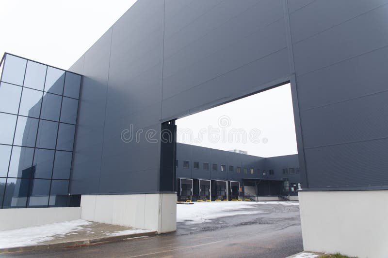 Red Warehouse Entry Door with Stairs Stock Photo - Image of metal, wall ...