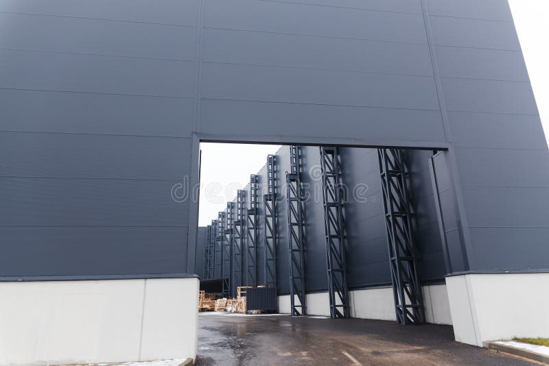 Red Warehouse Entry Door with Stairs Stock Photo - Image of metal, wall ...