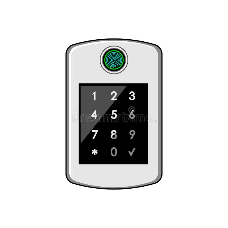 Entry Fingerprint Door Lock Cartoon Vector Illustration Stock ...