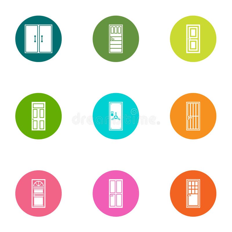 Entry Icons Set, Flat Style Stock Vector - Illustration of furniture ...