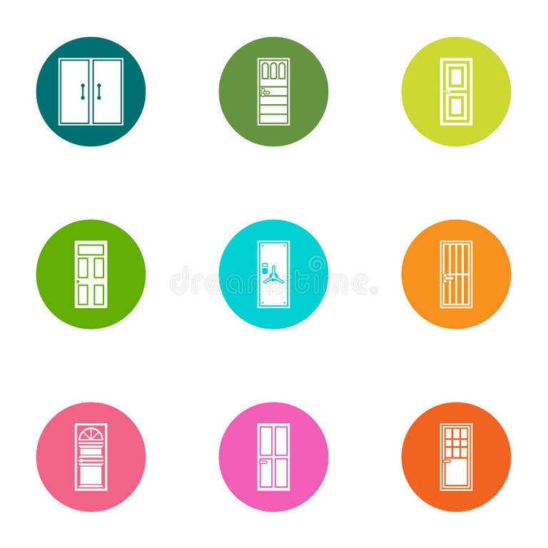 Entry Icons Set, Flat Style Stock Vector - Illustration of furniture ...