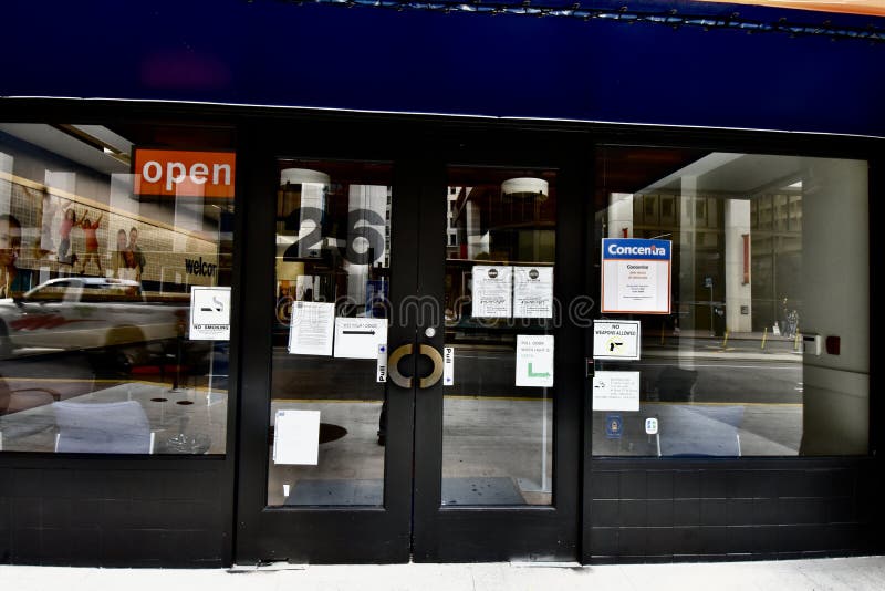 Entry Instruction Signs on an Office Door. Editorial Photography ...