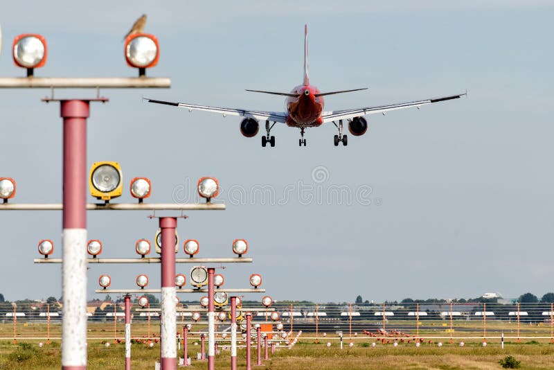 Airplane on taxi lane stock image. Image of areal, doors - 19903613