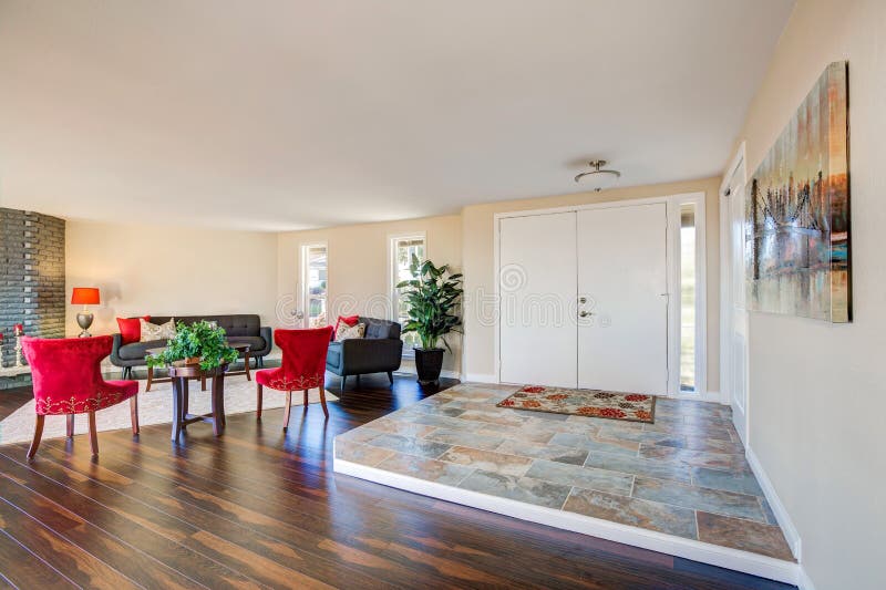 Entry with Leveled Tile Floor Stock Photo - Image of indoor, entryway ...