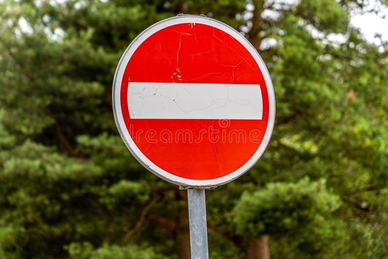 Entry Prohibited Sign on the Street. Close Up of Road Sign Stock Image ...