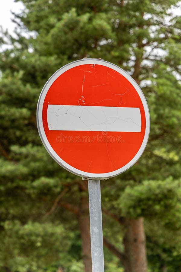 Entry Prohibited Sign on the Street. Close Up of Road Sign Stock Image ...