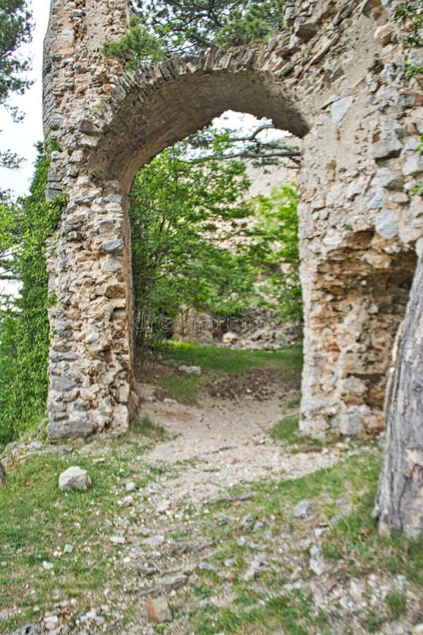 Entry To an Old Castle Ruin in the Forest Stock Image - Image of ghost ...