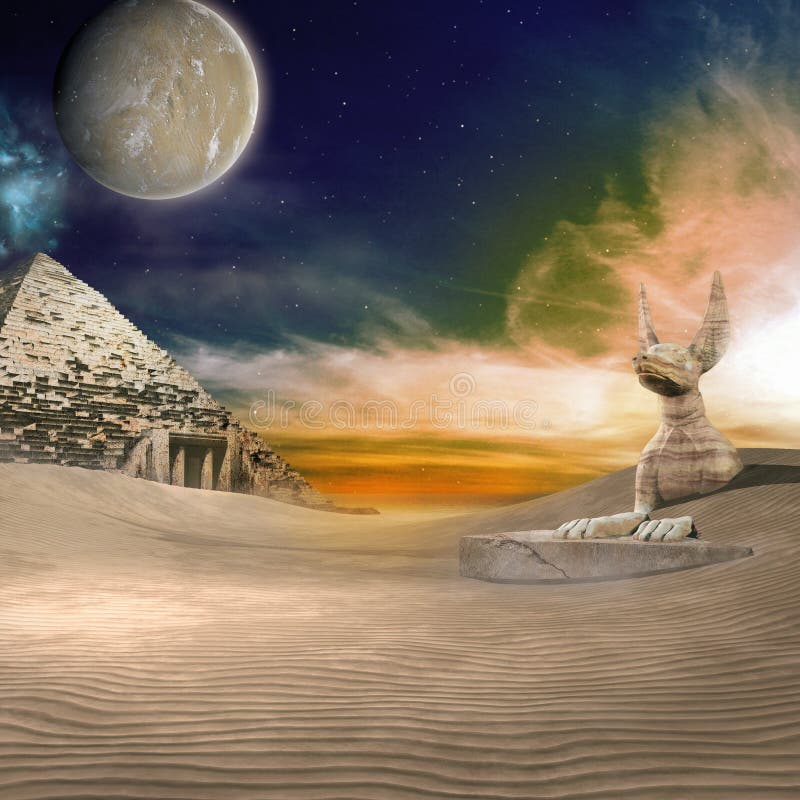 Entry to ruined pyramid stock illustration. Illustration of desert ...