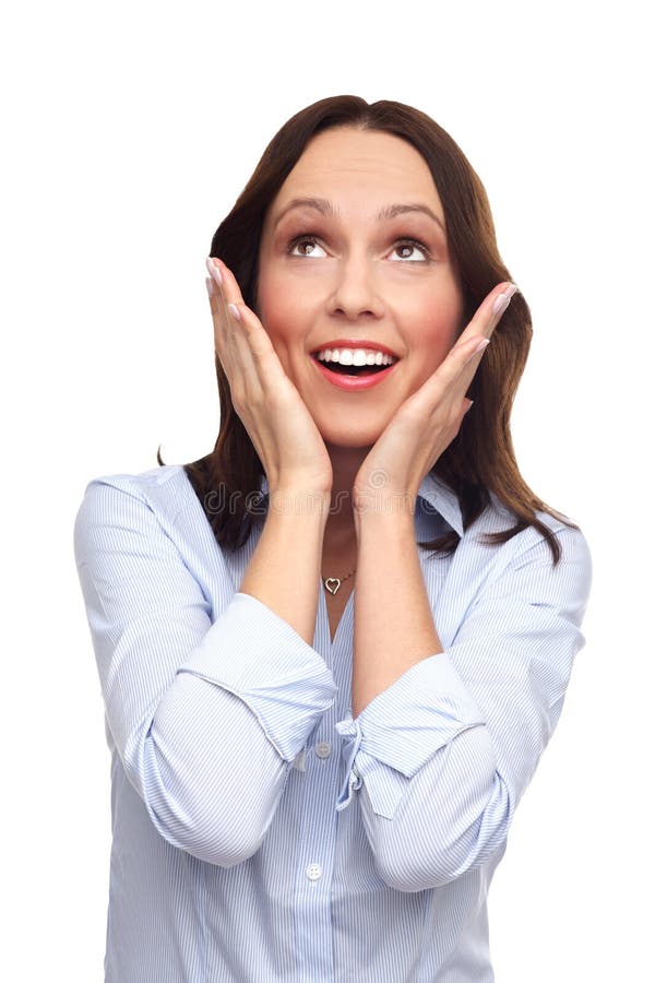 Entsetzte Frau, Die Oben Schaut Stockbild - Bild von entsetzt, betäubt ...