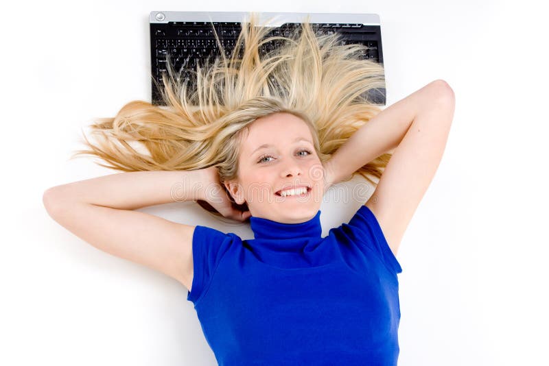 Blonde Frau skeptisch stockbild. Bild von sitzung, geschäftsfrau - 5300523