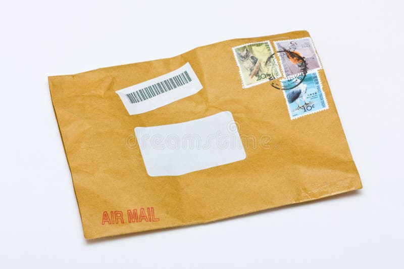 Yellow Postage Package (envelope) Isolated on White Background, Small ...