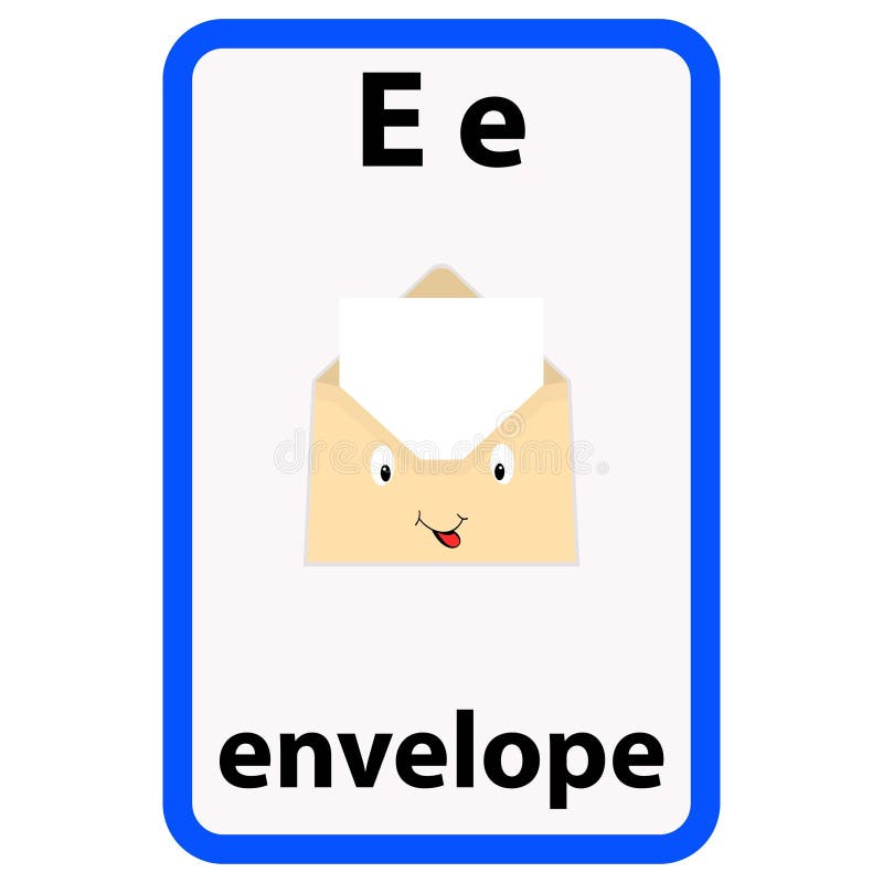 Alphabet Flashcard for Children with the Letter E from Envelope Stock ...