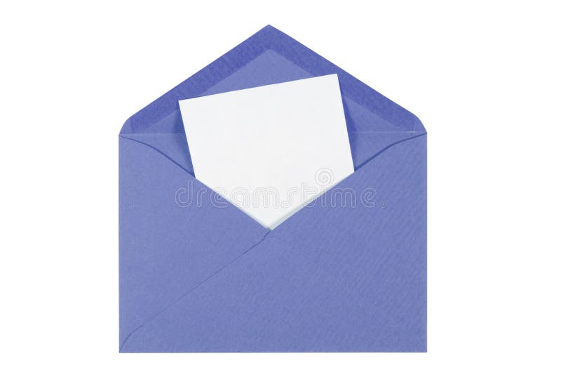Envelope Aberto Azul Com Papel Isolado Foto de Stock - Imagem de ...