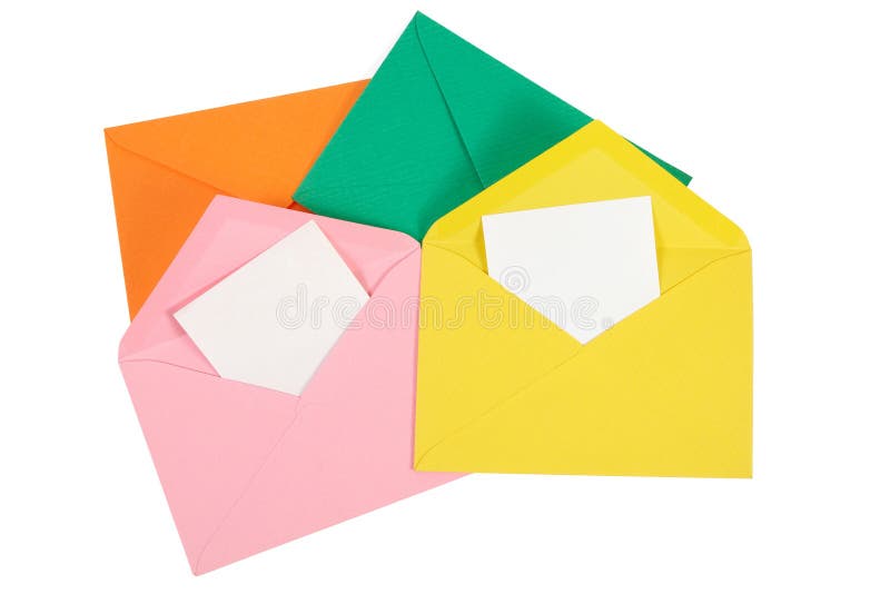 Envelope Aberto Colorido Com O Papel Isolado Foto de Stock - Imagem de ...