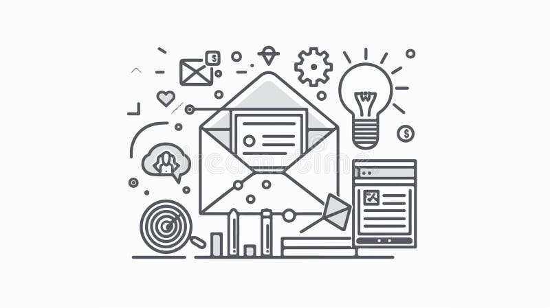Envelope with Ad Advertisement Outline Icons for Professional Marketing ...