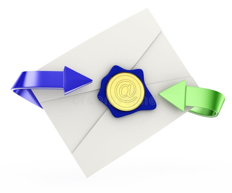 Envelope with Arrows and Email Stamp Stock Illustration - Illustration ...