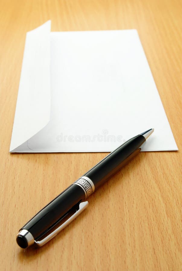 Letter Paper, Envelope and Pen Stock Image - Image of commercial ...