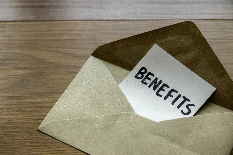 Envelope with Benefits Card Inside on Wooden Surface Stock Image ...
