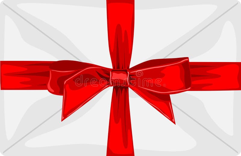 Envelope with a Big Red Bow and Ribbon Stock Vector - Illustration of ...