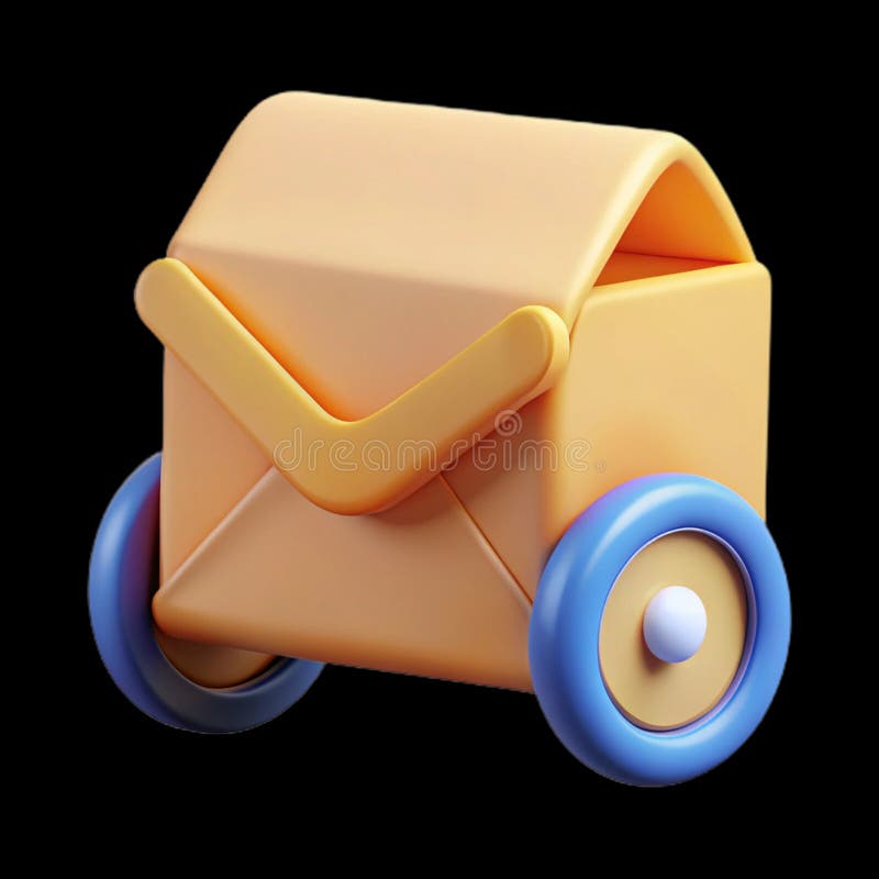 Envelope with Blank Letter on Wheels Isolated on White Background Stock ...