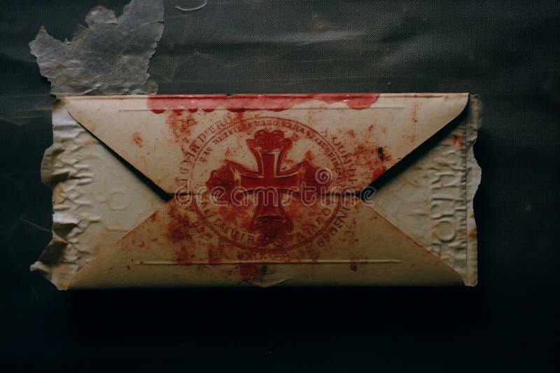 An Envelope with Blood on it and a Cross on it Stock Illustration ...