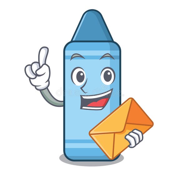 With Envelope Blue Crayon in the Cartoon Column Stock Vector ...
