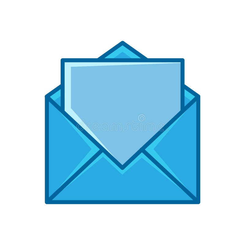 Envelope Blue Flat Icon Vector Illustration Isolated on White ...