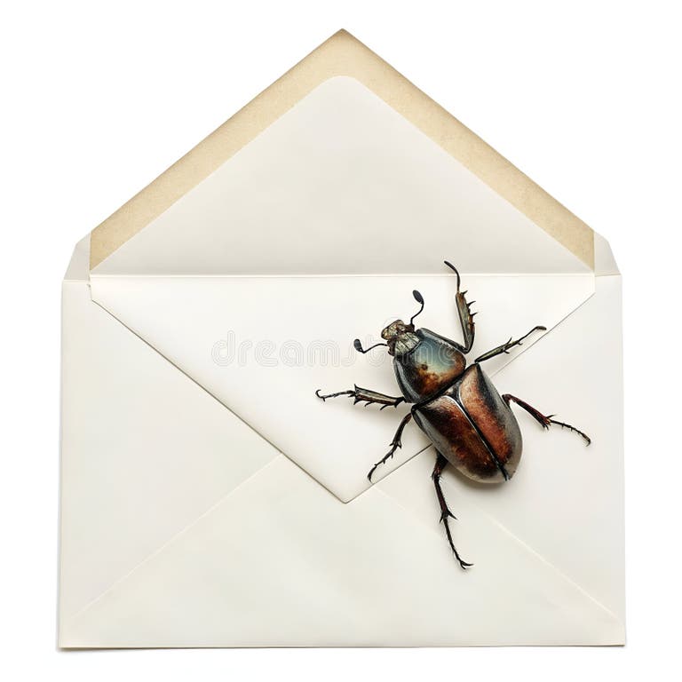Envelope with a Bug Isolated on White Background Stock Illustration ...
