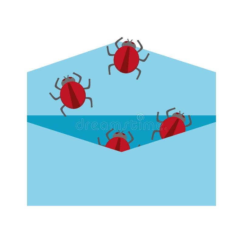 Envelope with bug stock illustration. Illustration of malware - 73302666