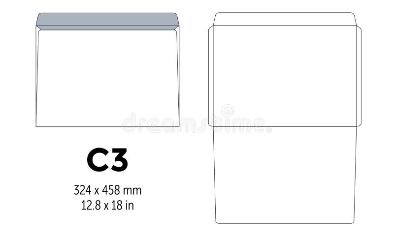 Envelope Template with International, Euro Standard Sizes C6, C5, C4 ...