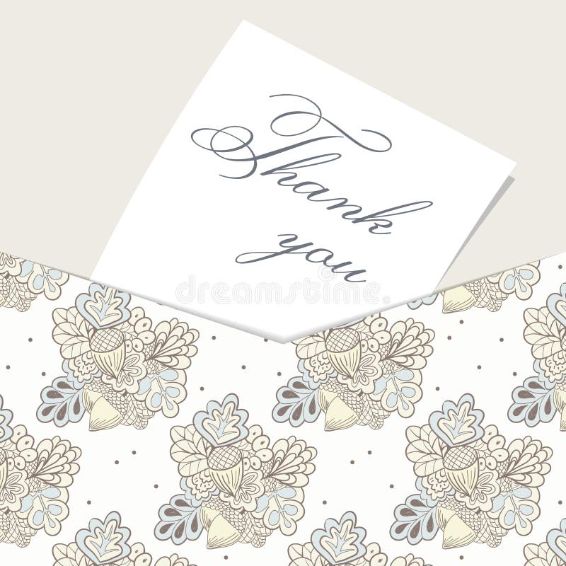 Envelope Card with Hand Drawn Oak Pattern Stock Vector - Illustration ...