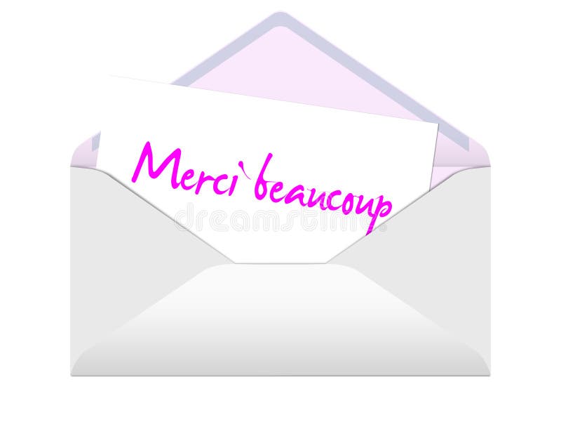 Envelope and Card with the Text "Merci Beaucoup", 3D Illustration Stock ...