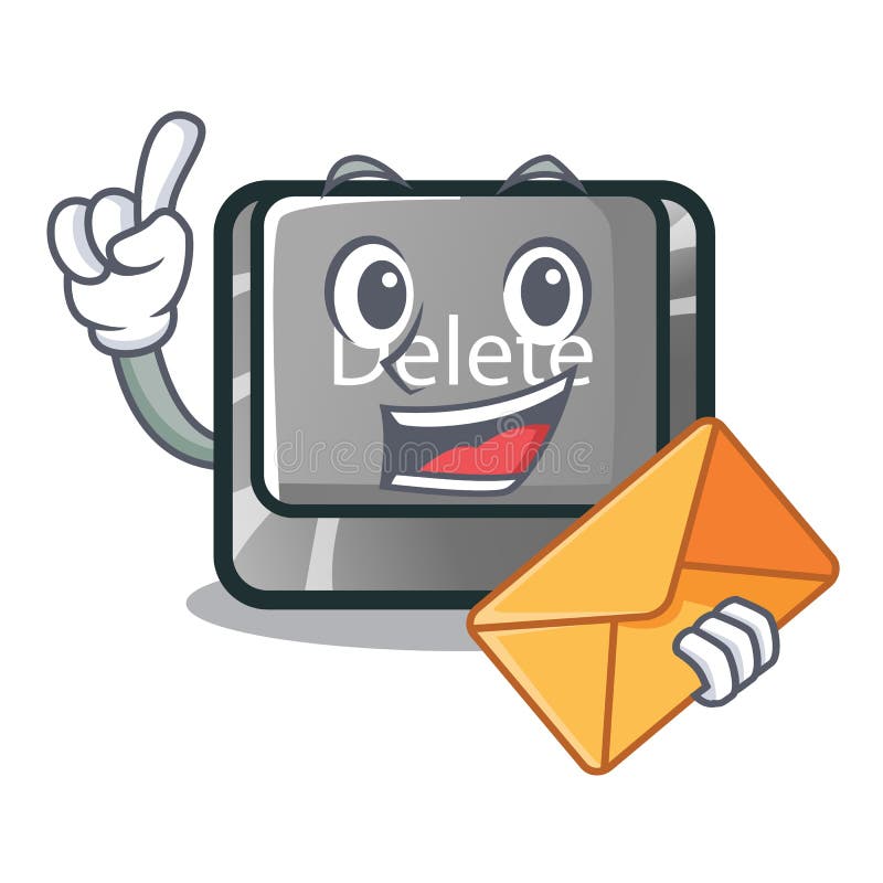 With Envelope Cartoon Delete Button Located on Keyboard Stock Vector ...