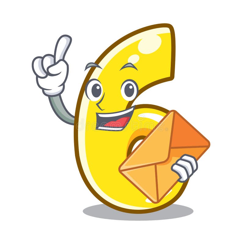 With Envelope Cartoon Number Six on the Road Stock Vector ...