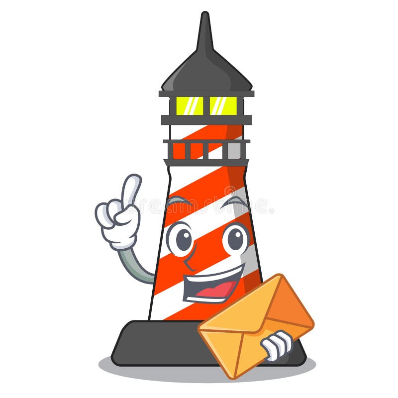 With Envelope Cartoon Realistic Red Lighthouse Building Stock Vector ...