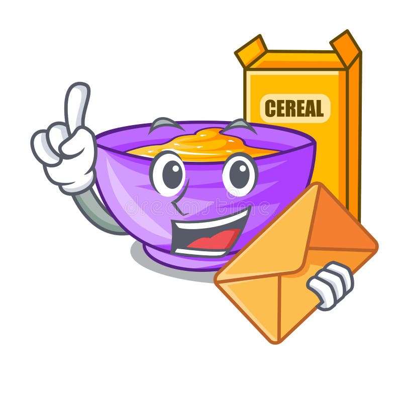 With Envelope Cereal Box In The Character Fridge Stock Vector