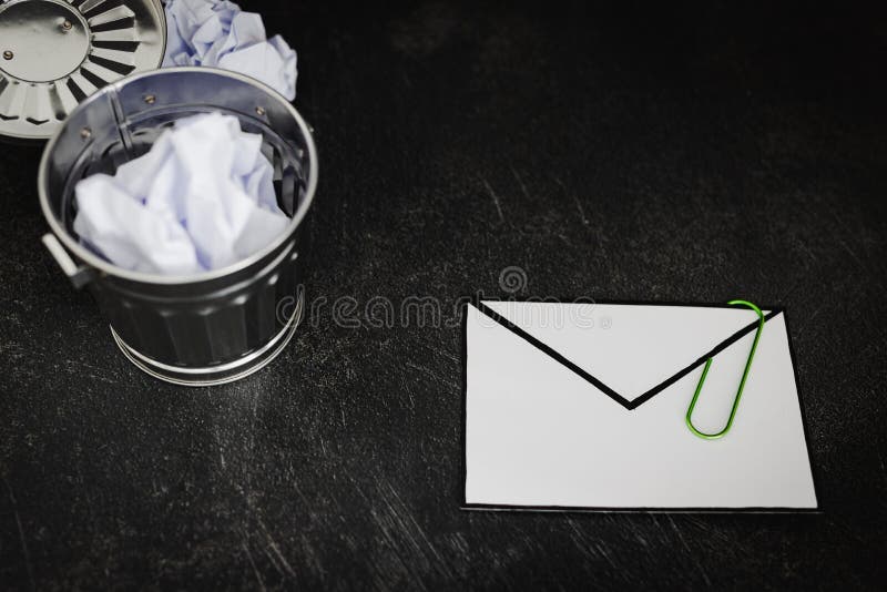 Envelope with Clip Symbol of Email and Attachments with Trash Can Next ...