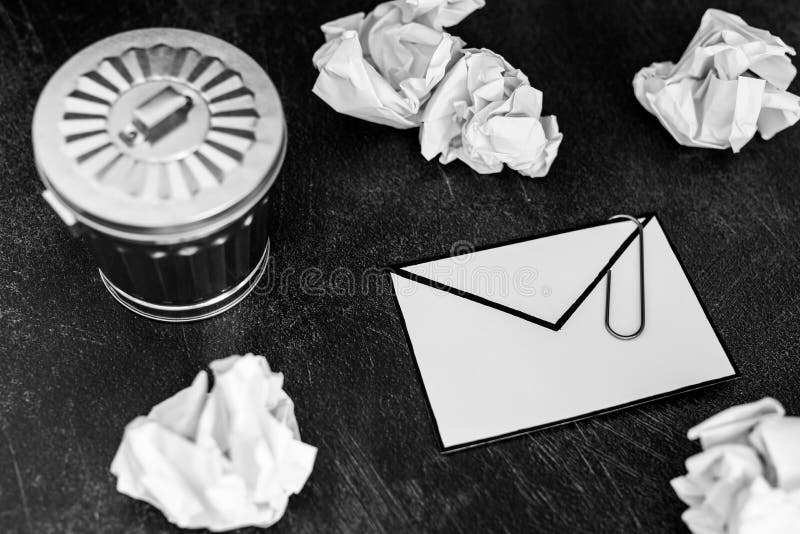 Envelope with Clip Symbol of Email and Attachments with Trash Can Next ...