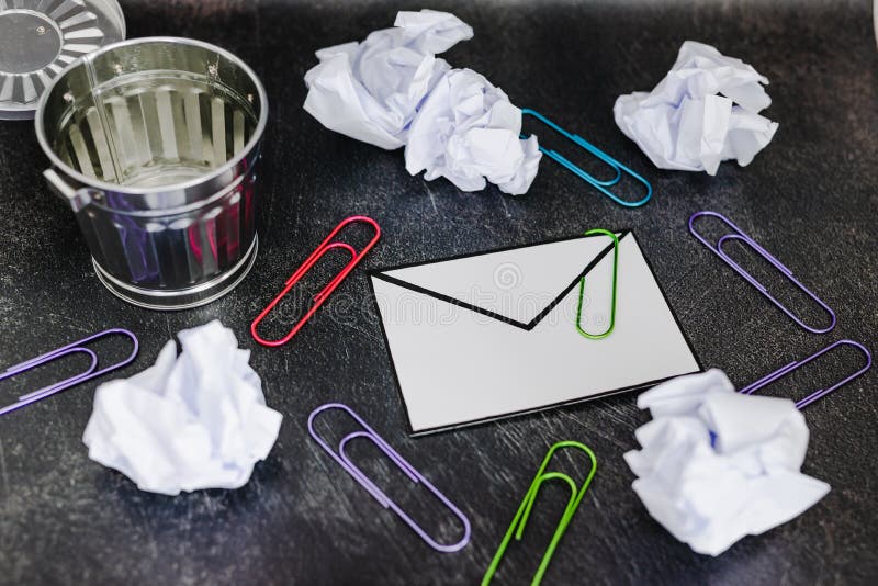 Spam Emails in the Trash Can Stock Photo - Image of data, laptop: 128599422