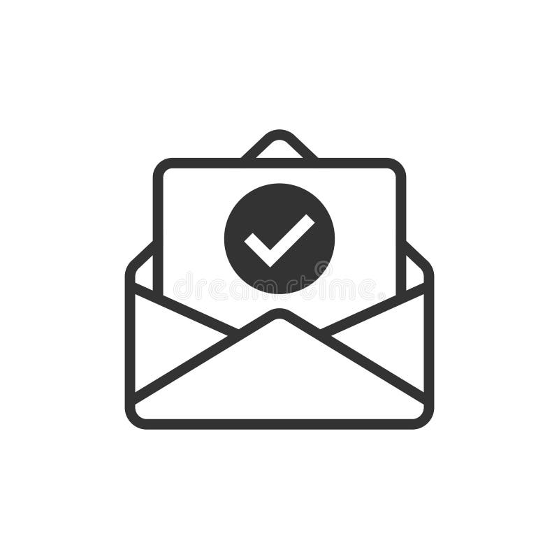 Envelope with Confirmed Document Icon in Comic Style. Verify Cartoon ...