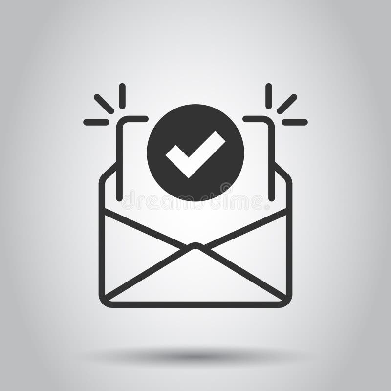 Envelope with Confirmed Document Icon in Comic Style. Verify Cartoon ...