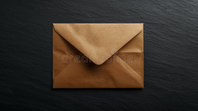 An Envelope with a Brown Paper on a Black Surface Stock Image - Image ...