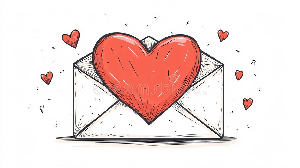 Envelope Continuous Line Drawing Template for Graphic Designers and ...