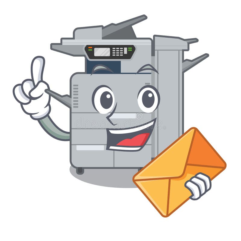 With Envelope Copier Machine Isolated in the Cartoon Stock Vector ...