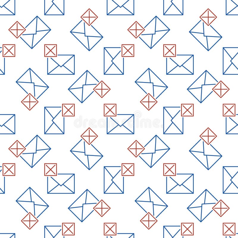 Envelope with Cross Sign Vector Delete Email Concept Outline Seamless ...