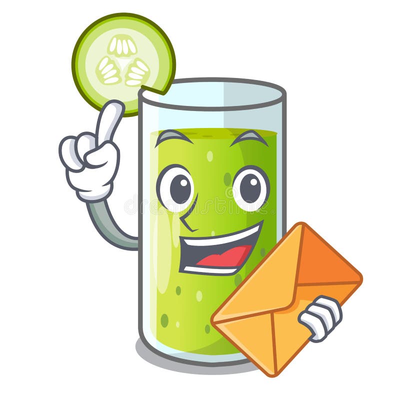 With Envelope Cucumber Juice in a Cartoon Glass Stock Vector ...
