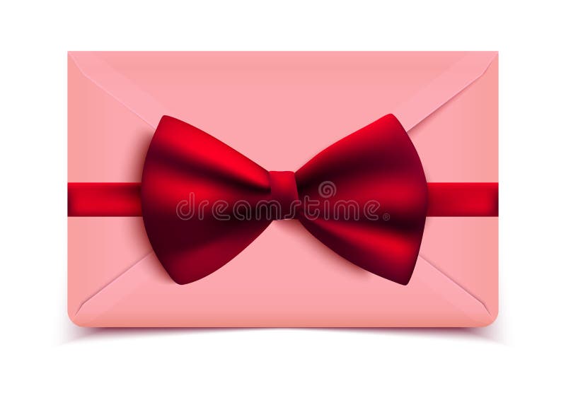 Envelope with Decorative Red Bow Stock Vector - Illustration of ...
