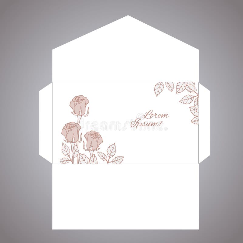 Envelope Design with Hand Drawn Abstract Floral Drawing. Stock ...