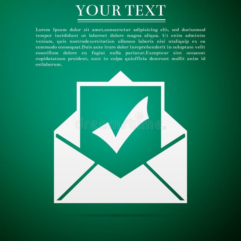 Envelope With Document And Check Mark Icon Isolated On Green Background ...