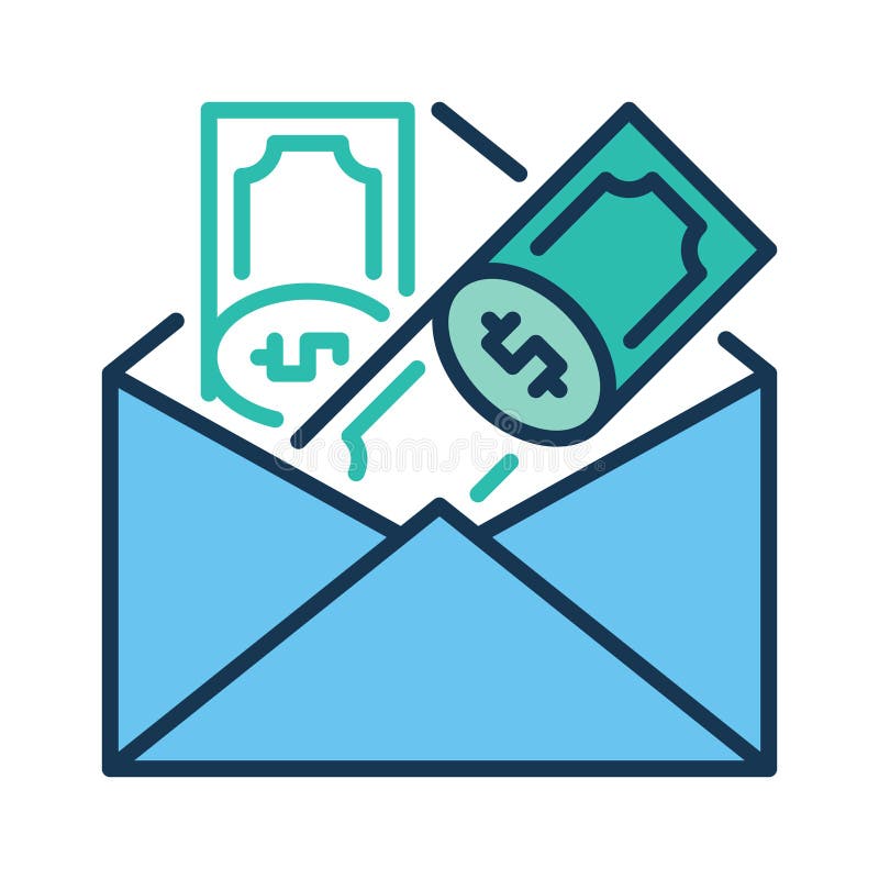 Envelope with Dollar Banknotes Vector Money Concept Colored Icon Stock ...